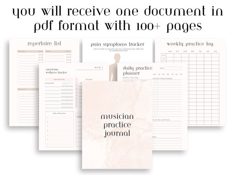 100+ Page Digital Planner and Practice Journal for Musicians ...