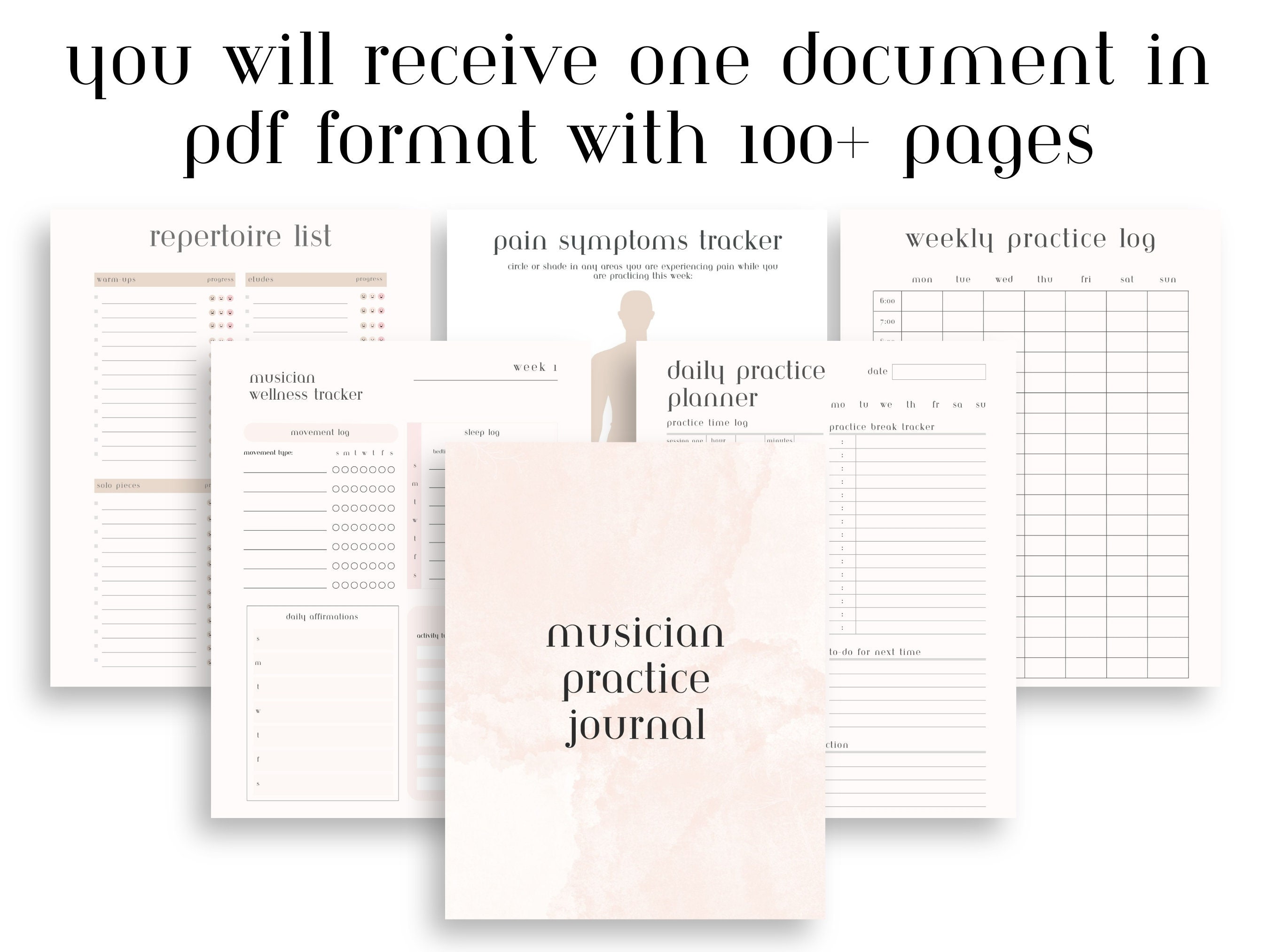 100+ Page Digital Planner and Practice Journal for Musicians ...