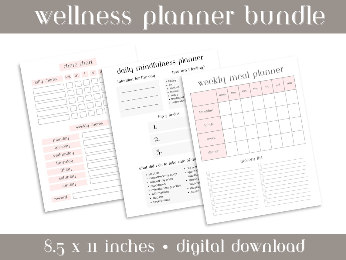 Health and Wellness Digital Planner Bundle | Contains Planner Templates ...