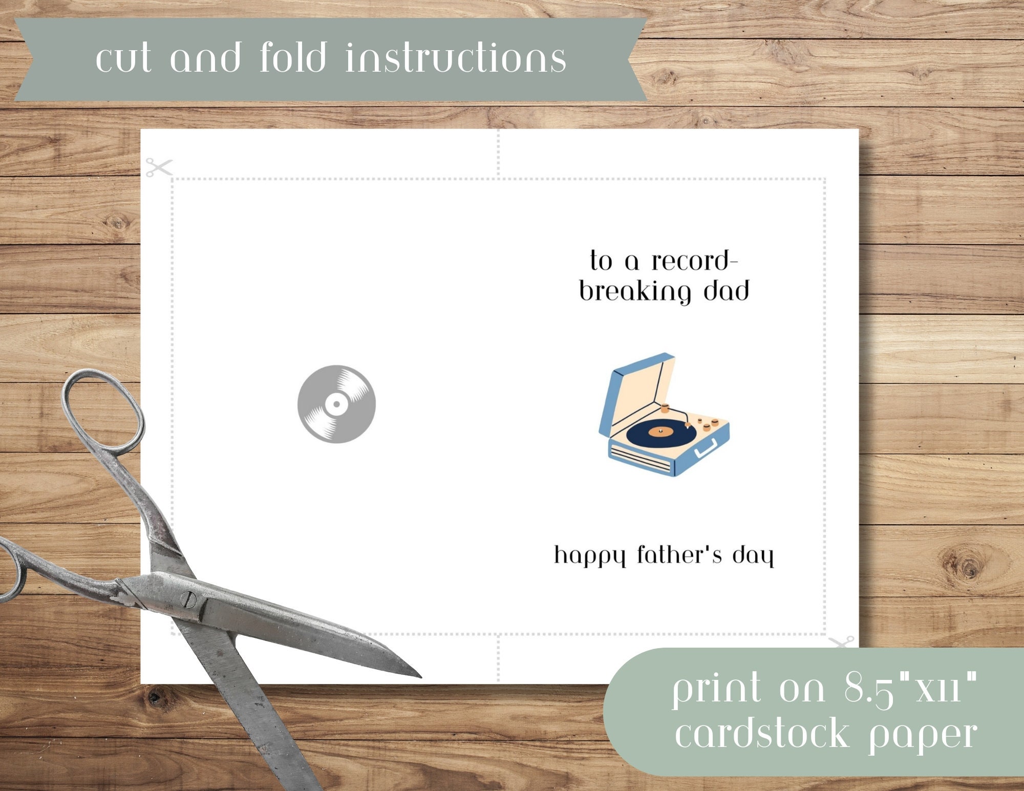 Printable Father's Day Card for Vinyl Record Lovers Digital Card ...
