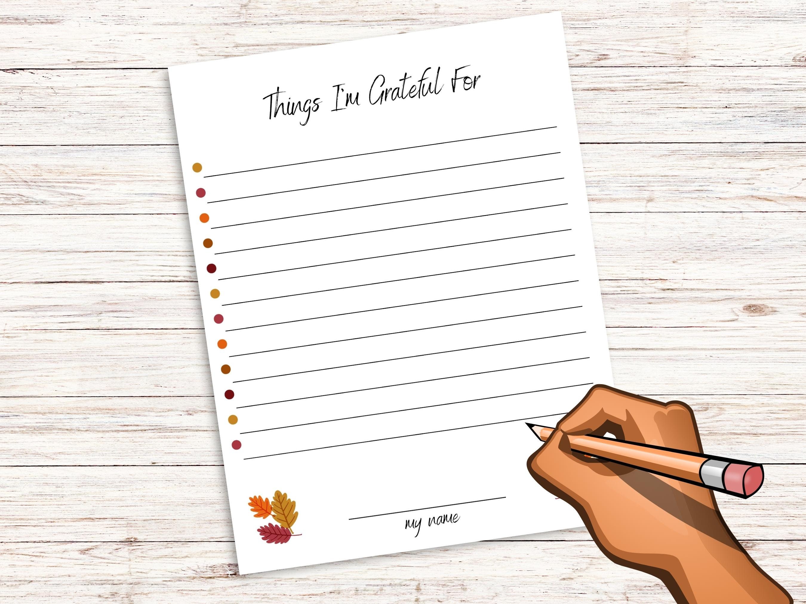 Printable Thanksgiving Gratitude List | Gratitude and Mindfulness ...