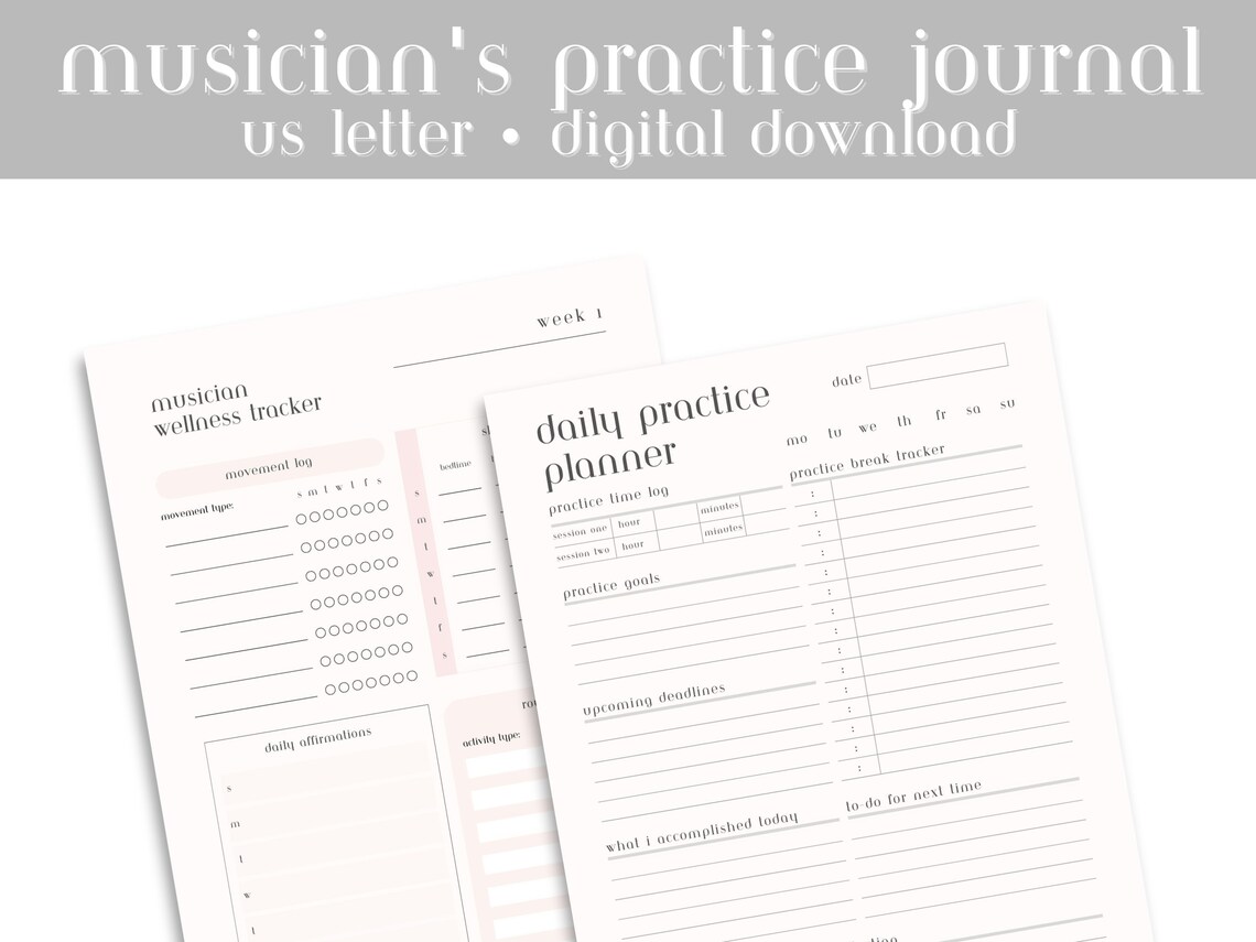 100+ Page Digital Planner and Practice Journal for Musicians ...