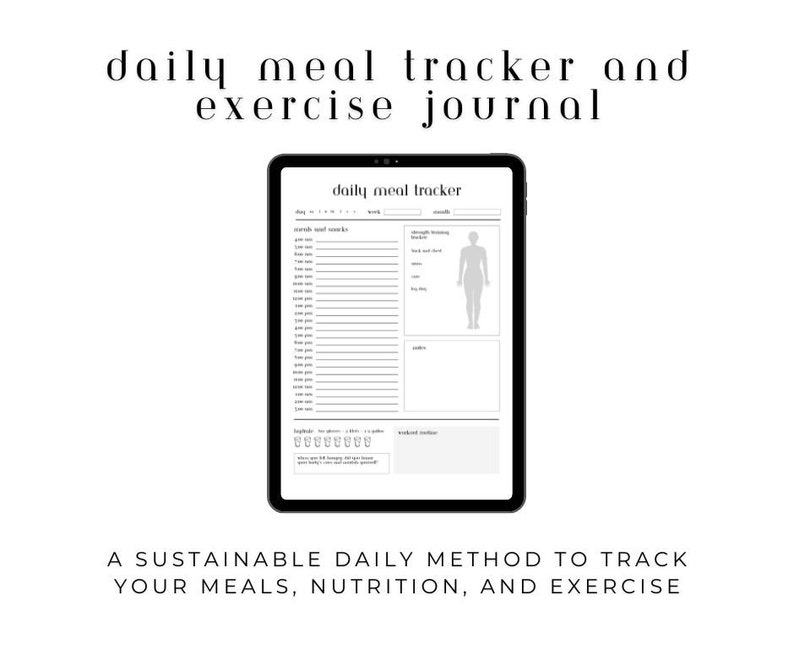 Daily Meal Tracker and Exercise Journal | Digital Download | Compatible ...