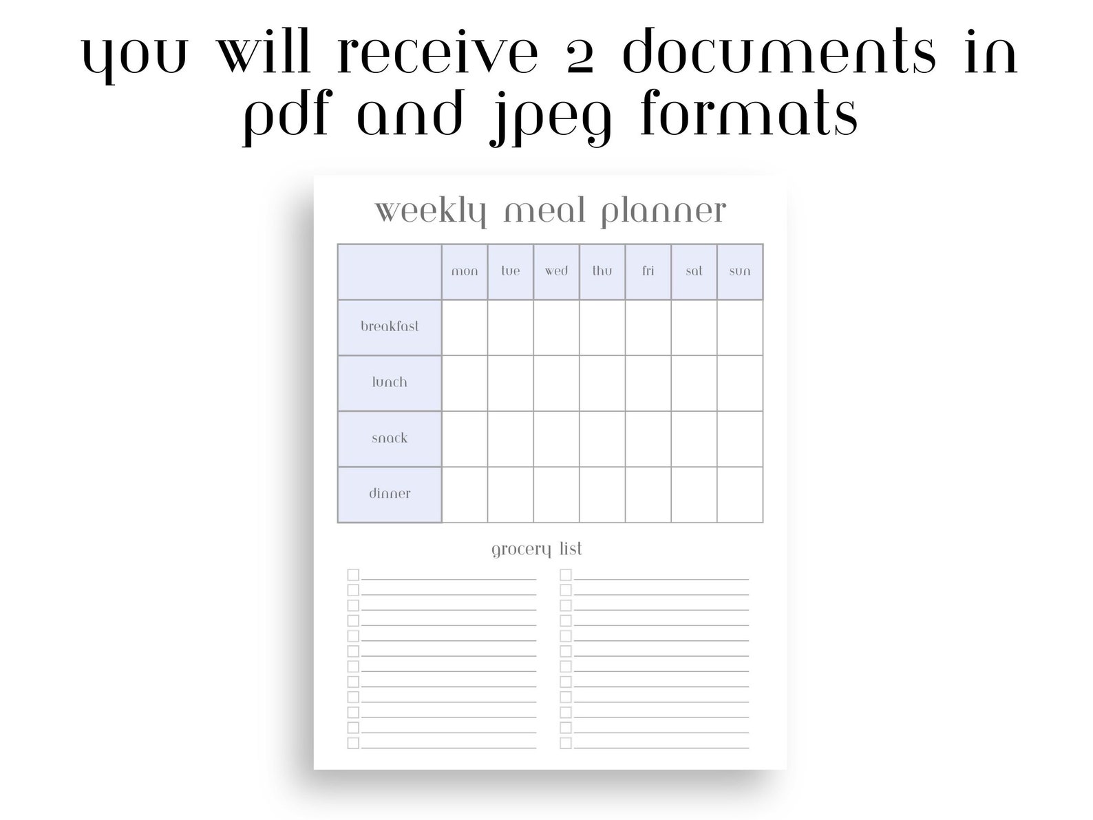 Digital Weekly Meal Planner and Grocery Shopping List | Compatible With ...