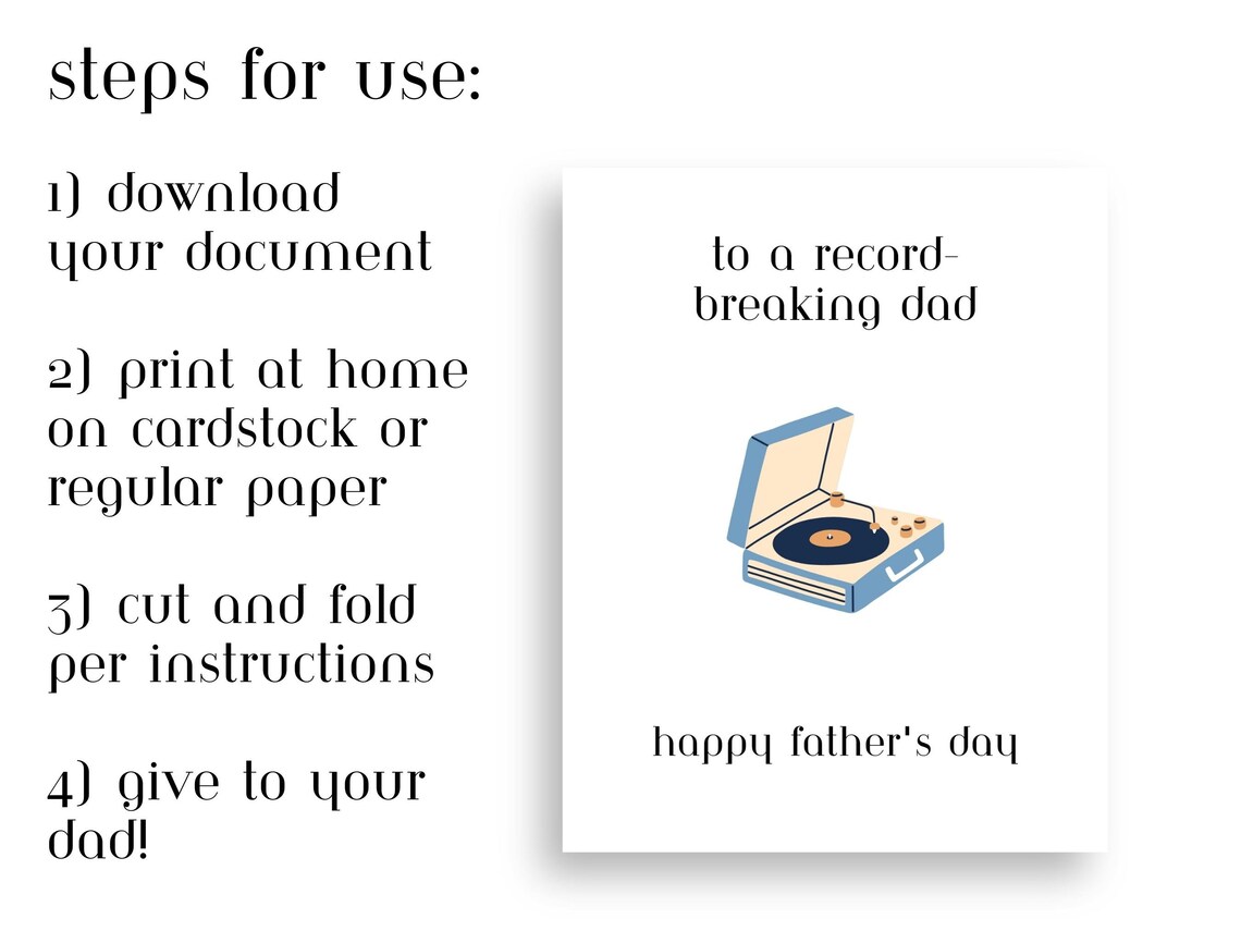 Printable Father's Day Card for Vinyl Record Lovers Digital Card ...