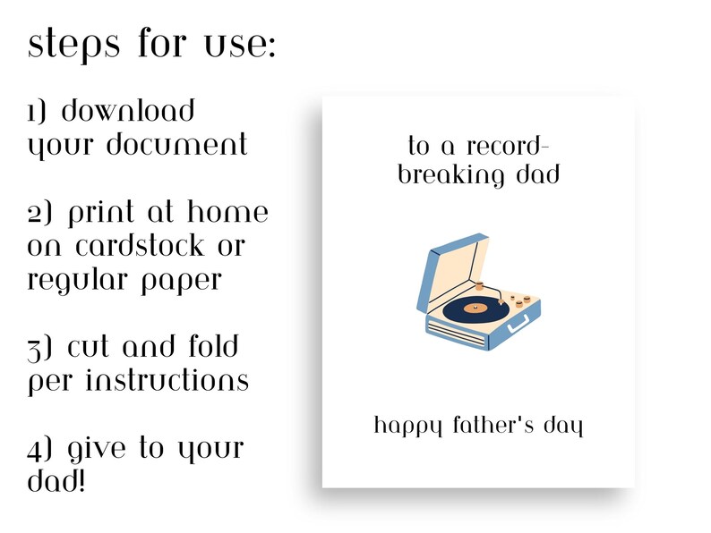 Printable Father's Day Card for Vinyl Record Lovers | Digital Card ...