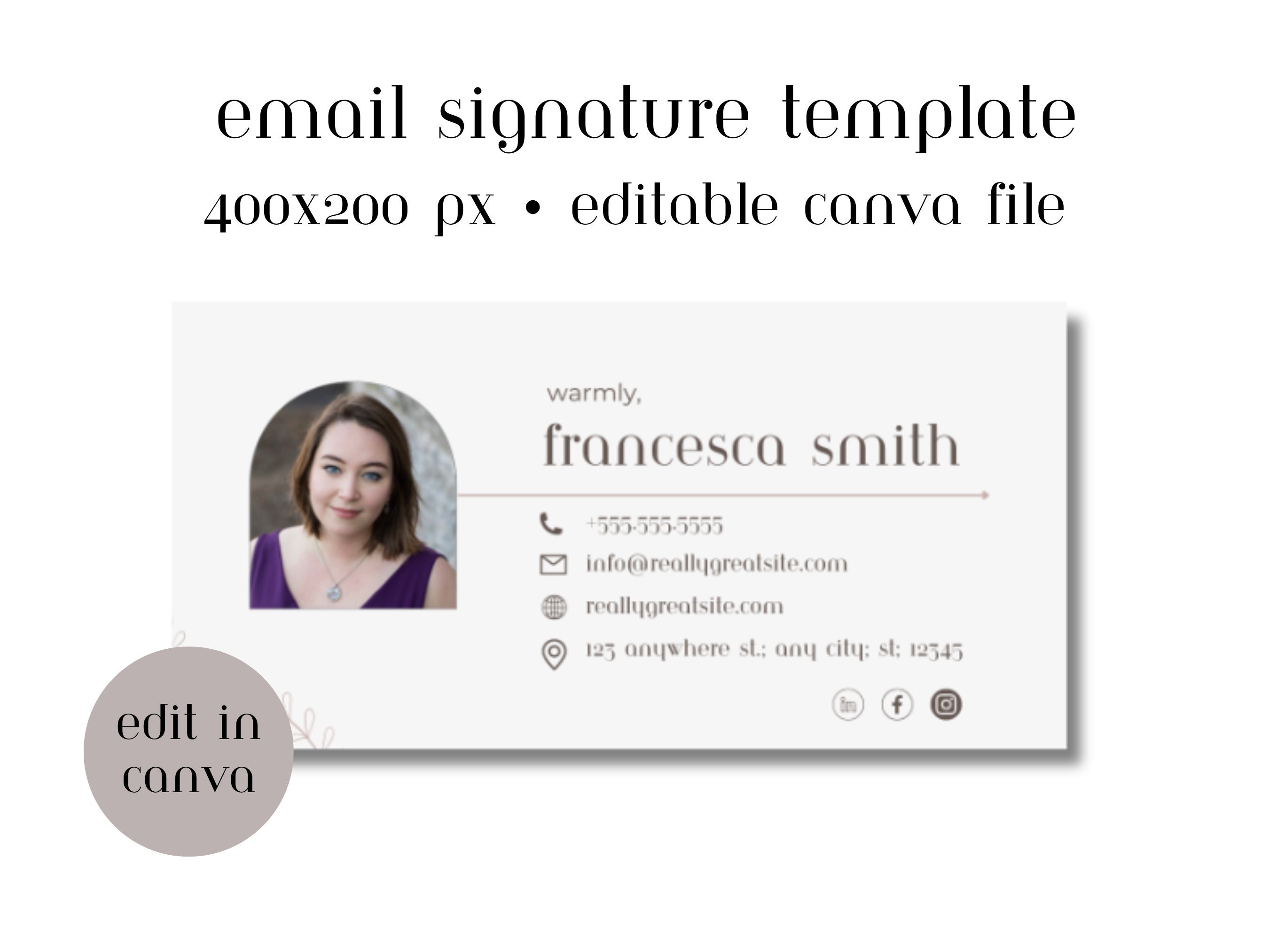 Email Signature Template With Photo and Social Media Icons Editable ...