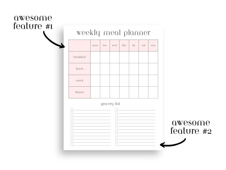 Digital Weekly Meal Planner and Grocery Shopping List | Compatible With ...