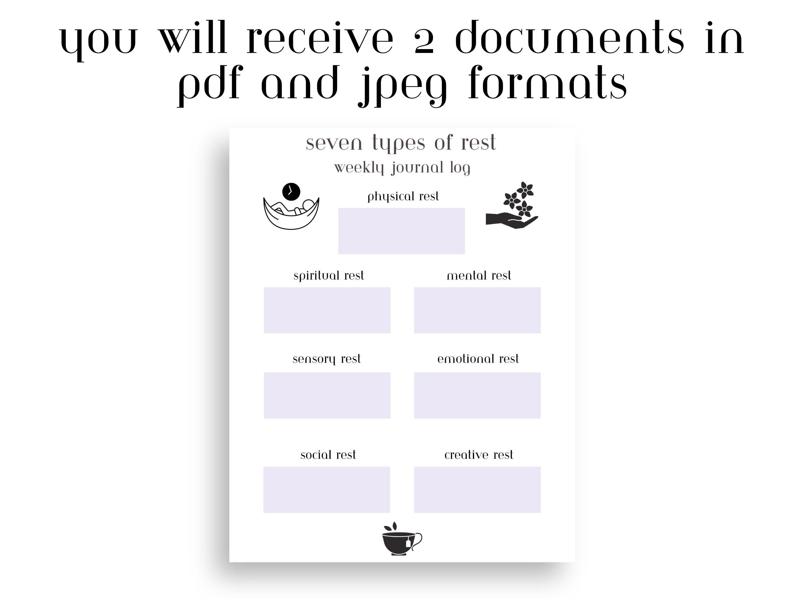 Seven Types of Rest Digital Journal Template | Wellness Journal | iPad ...