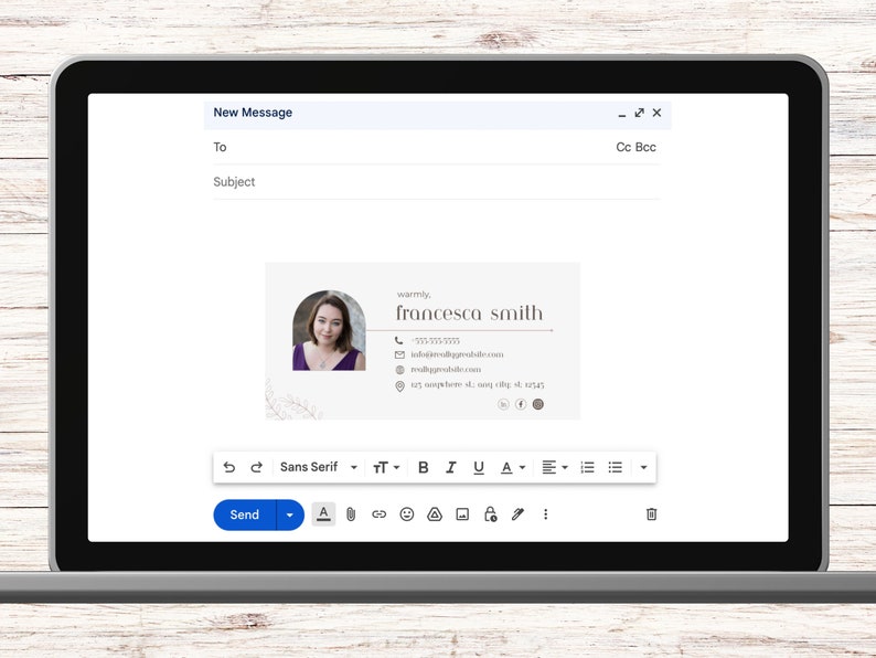 Email Signature Template With Photo and Social Media Icons | Editable ...