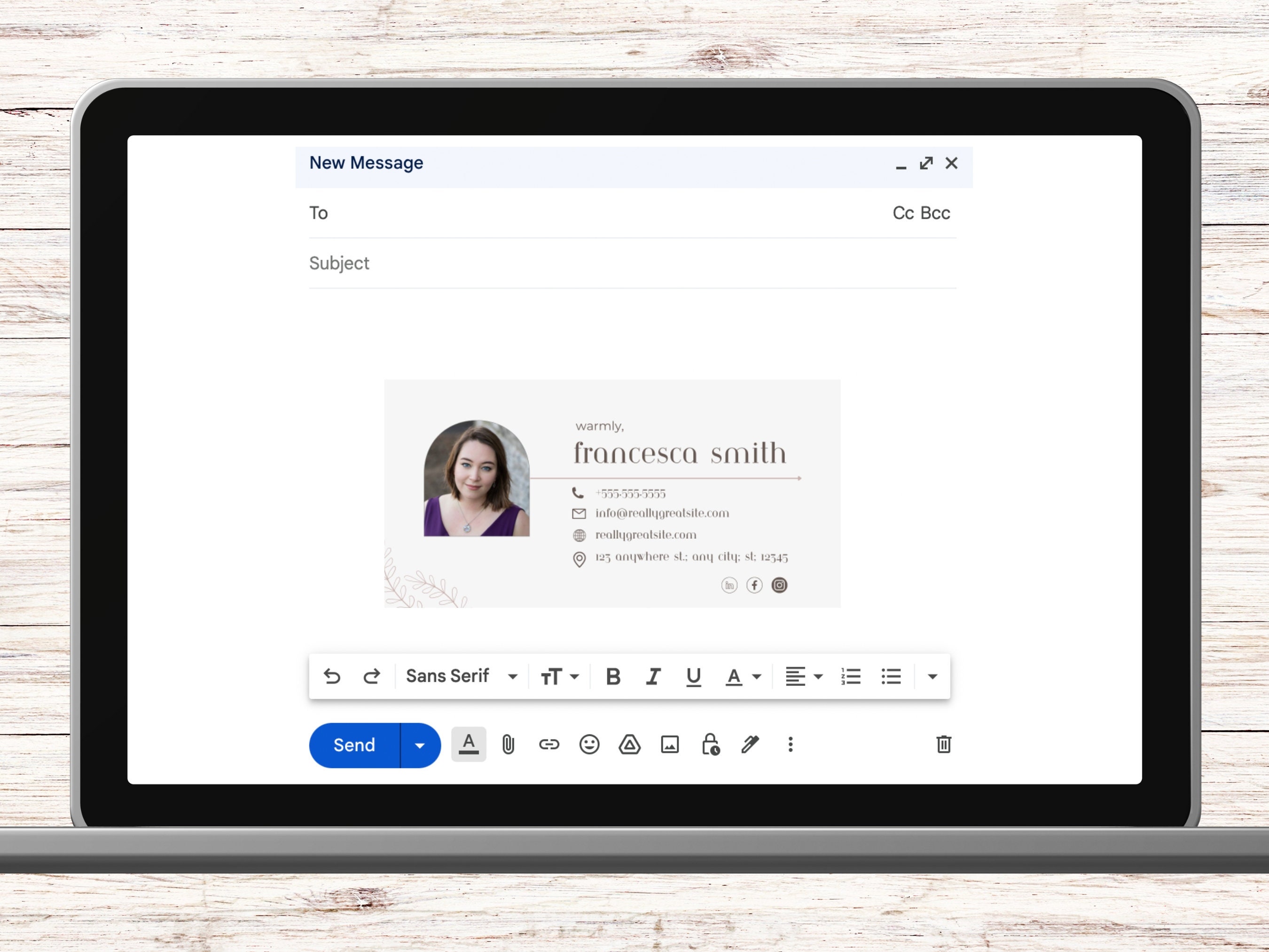Email Signature Template With Photo and Social Media Icons | Editable ...