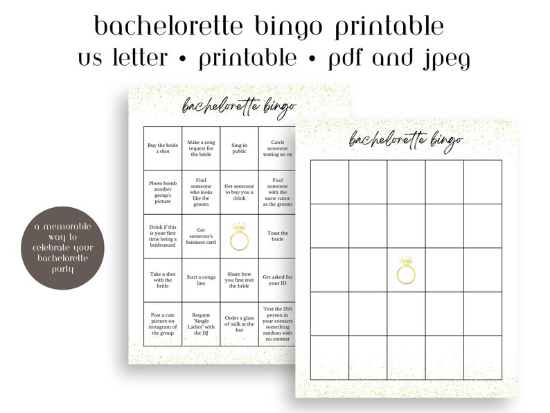 Bachelorette Party Bingo Printable Game | Comes With Instructions and ...