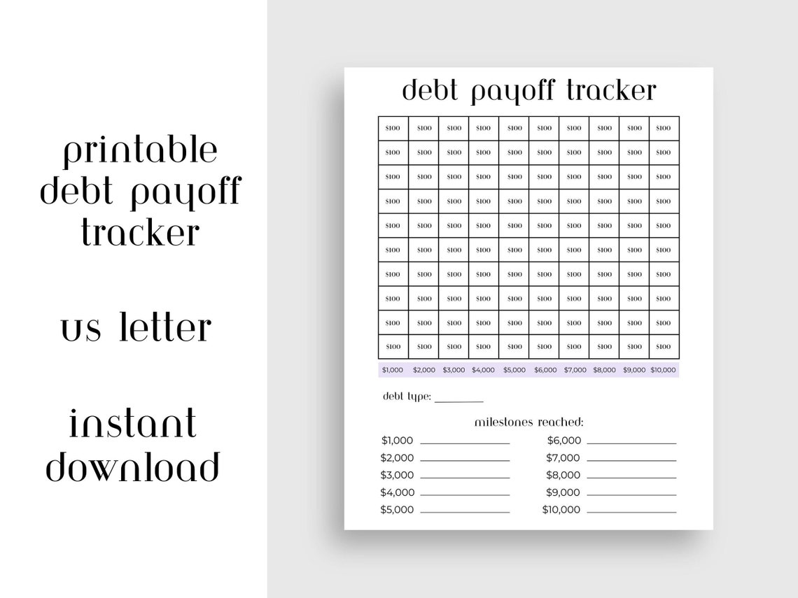 Debt Payoff Tracker Chart Printable Debt Planner Available in PDF and ...
