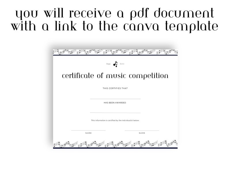 Music Competition Certificate Template | Editable Canva Certificate ...