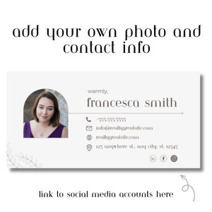 Email Signature Template With Photo and Social Media Icons | Editable ...