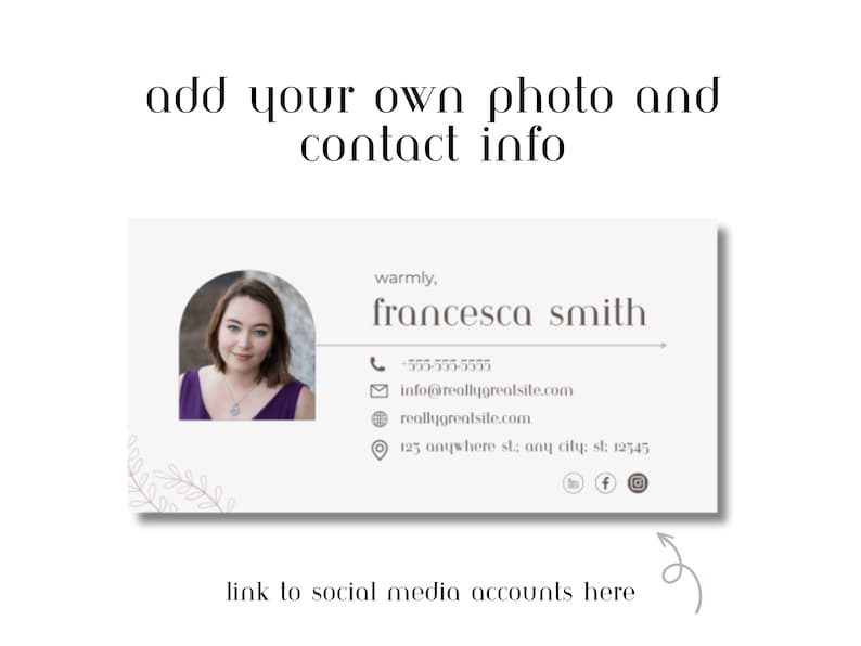 Email Signature Template With Photo and Social Media Icons | Editable ...