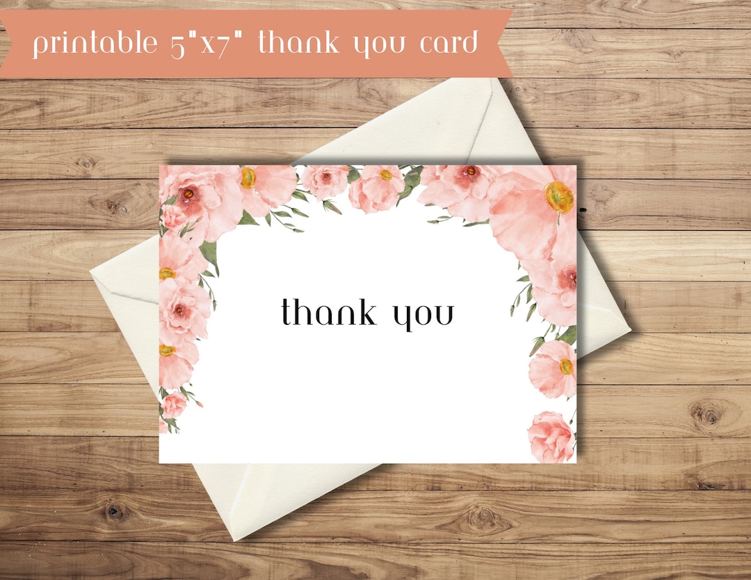 Thank You Card Printable | General Thank You Card | Digital Card ...