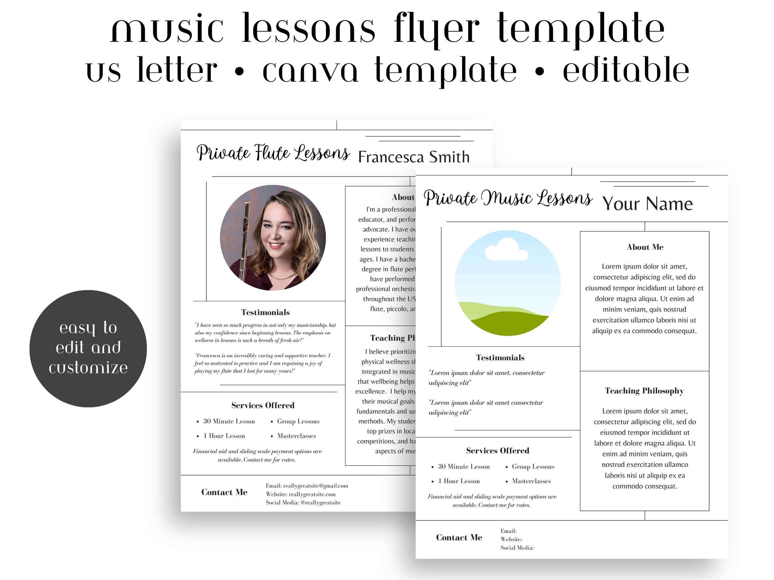 Music Teacher Private Lessons Flyer Template | Advertise Your Private ...