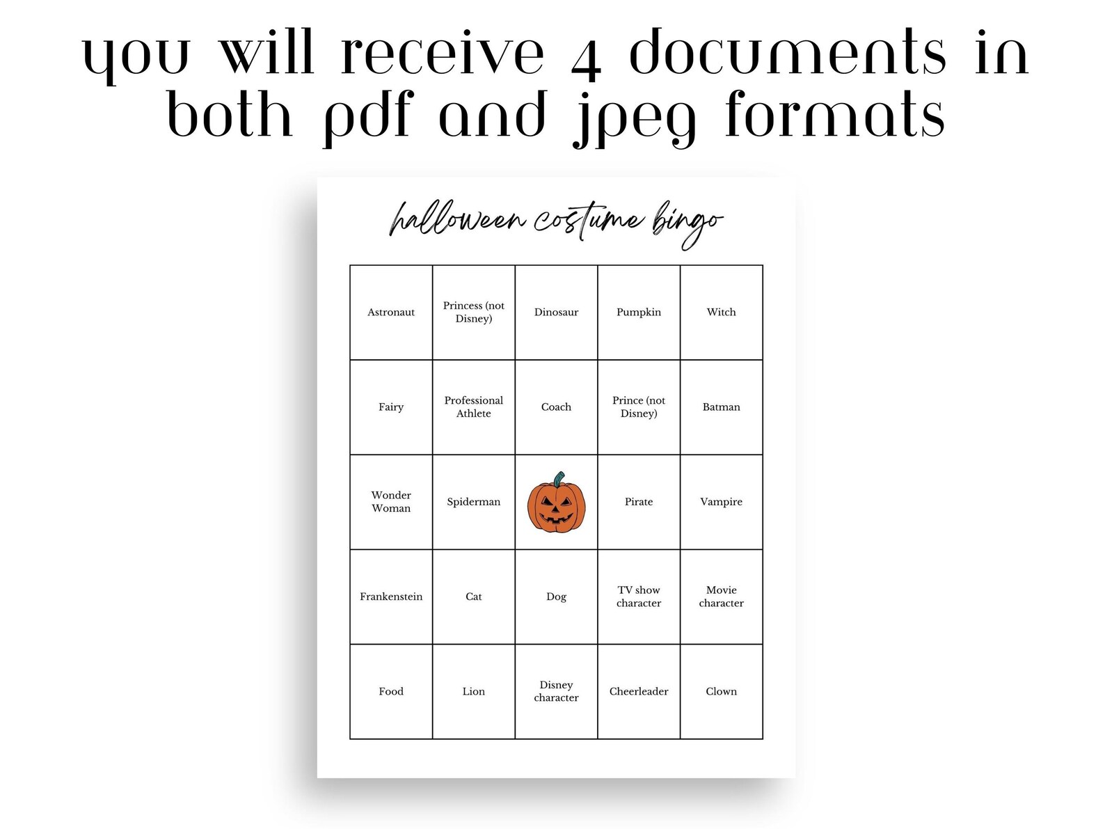 Halloween Bingo Cards | Halloween Trick or Treat and Costume Bingo ...