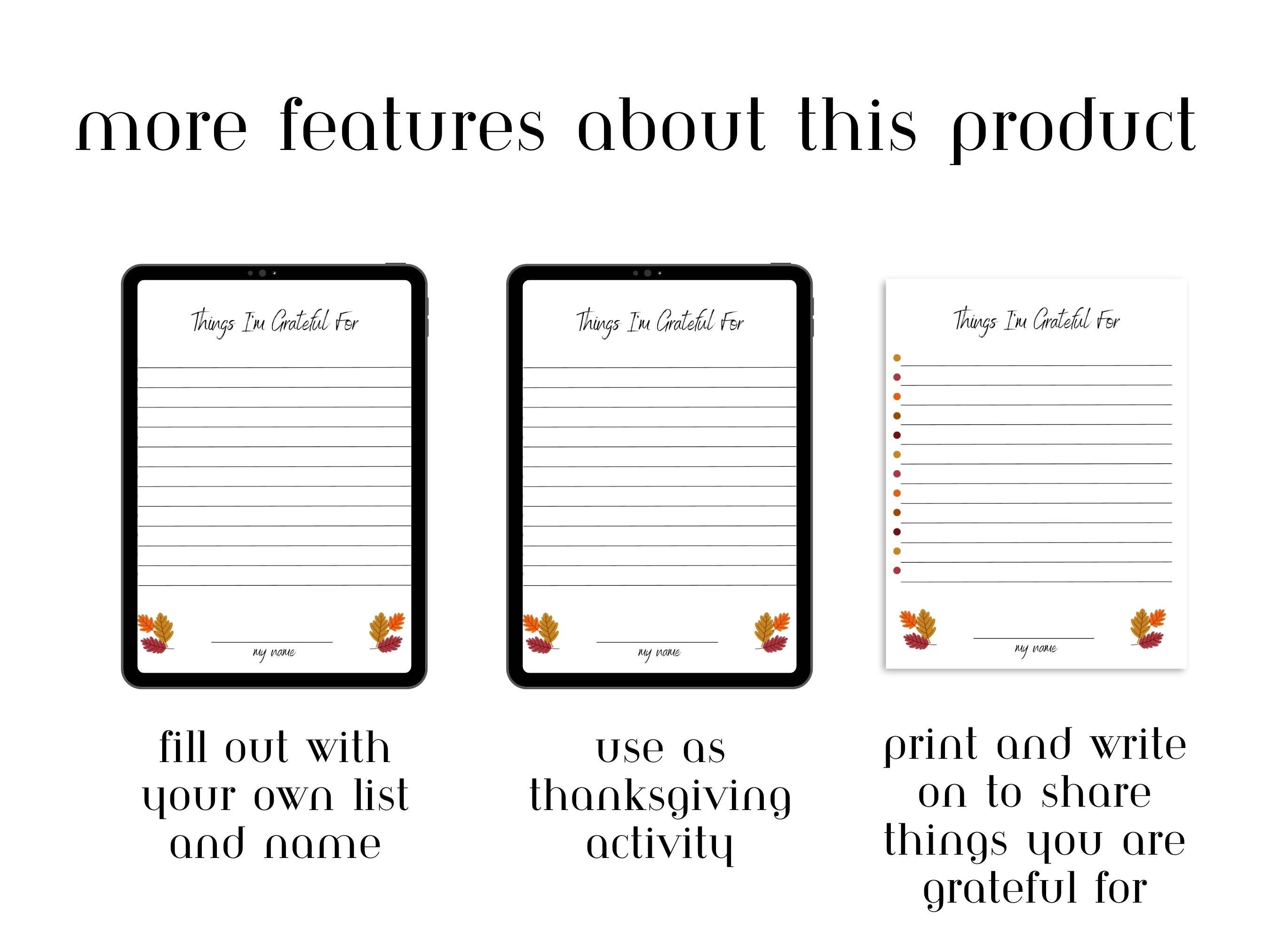 Printable Thanksgiving Gratitude List | Gratitude and Mindfulness ...