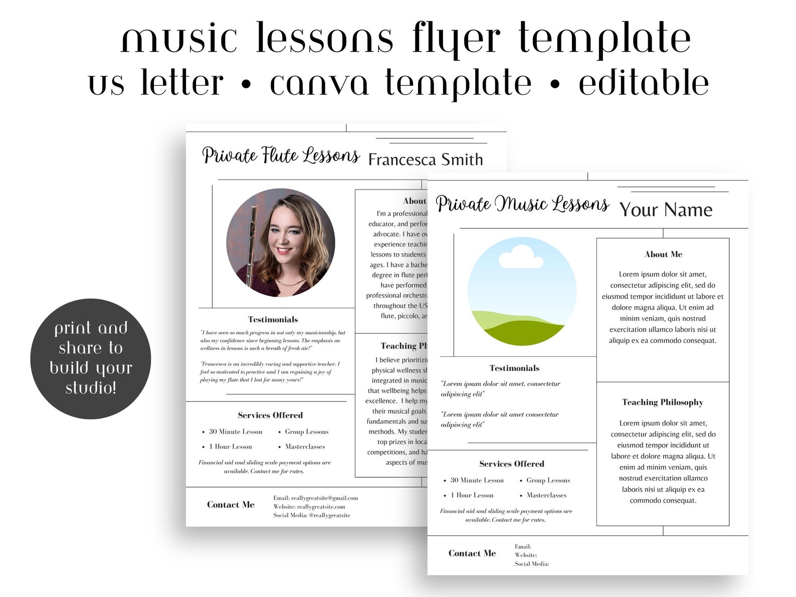 Music Teacher Private Lessons Flyer Template | Advertise Your Private ...