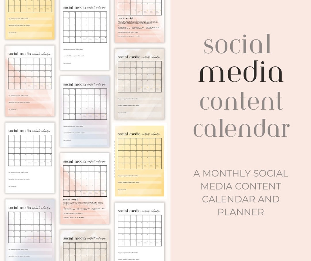 Social Media Content Planner Calendar | Digital/printable Calendar for ...
