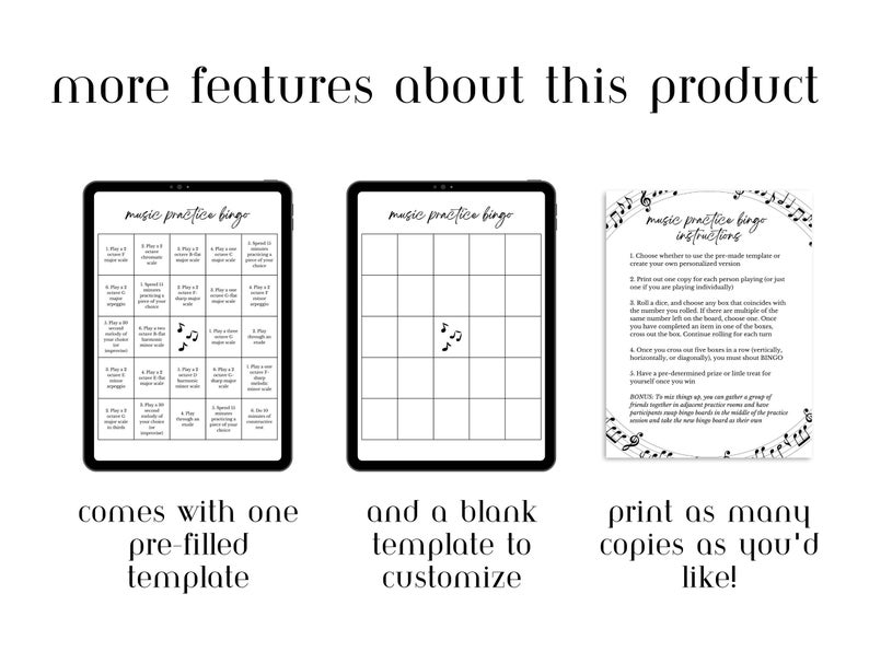 Music Practice Bingo | Printable Bingo Game With Instructions and Pre ...