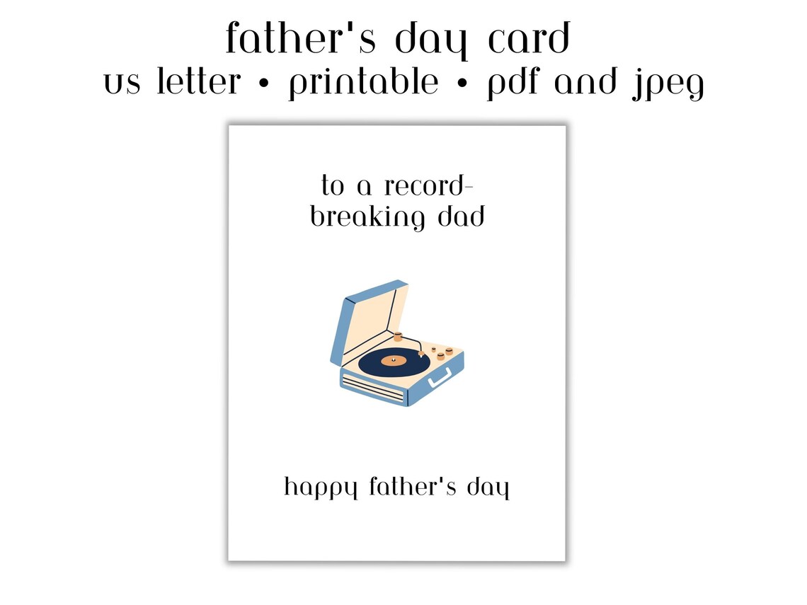 Printable Father's Day Card for Vinyl Record Lovers Digital Card ...