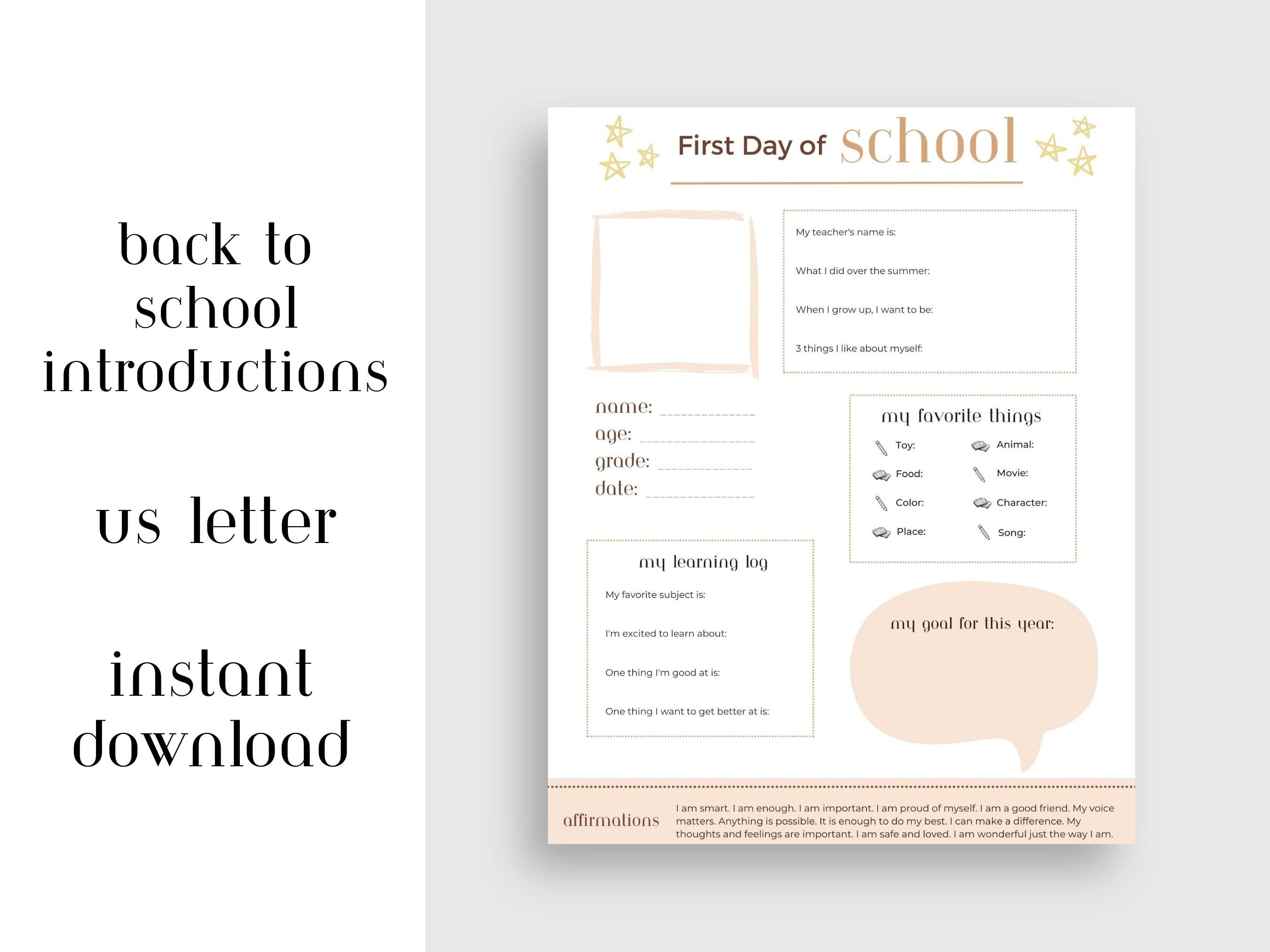Classroom Introductions Printable Back to School Printable and ...