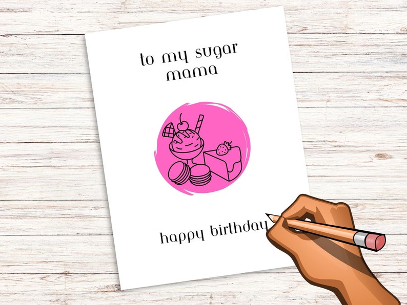 To My Sugar Mama Printable Birthday Card for Dessert Lovers | Digital ...