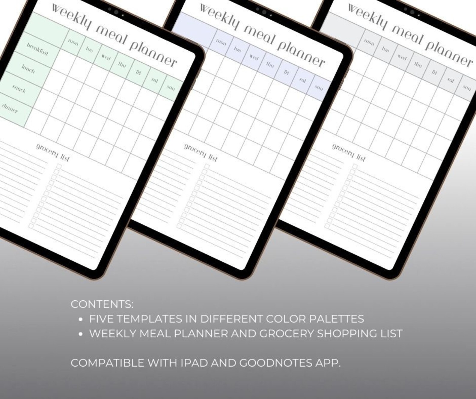 Digital Weekly Meal Planner and Grocery Shopping List | Compatible With ...
