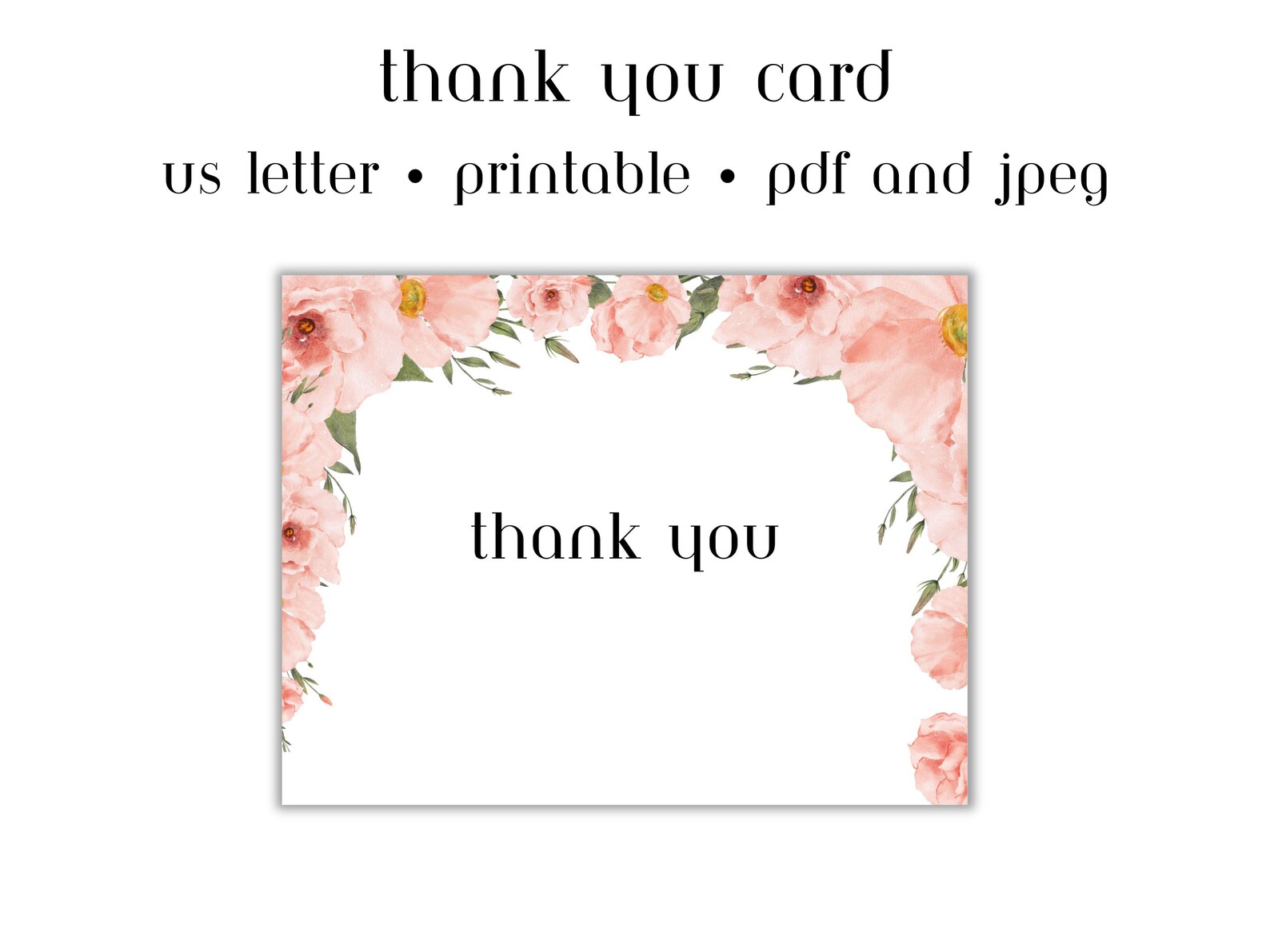 Thank You Card Printable | General Thank You Card | Digital Card ...