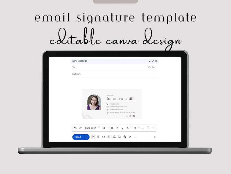 Email Signature Template With Photo and Social Media Icons | Editable ...