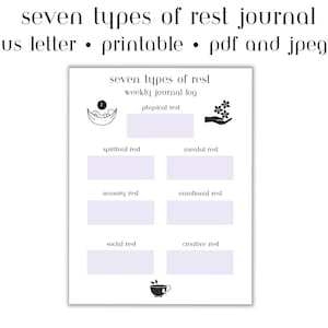Seven Types of Rest Digital Journal Template | Wellness Journal | iPad ...