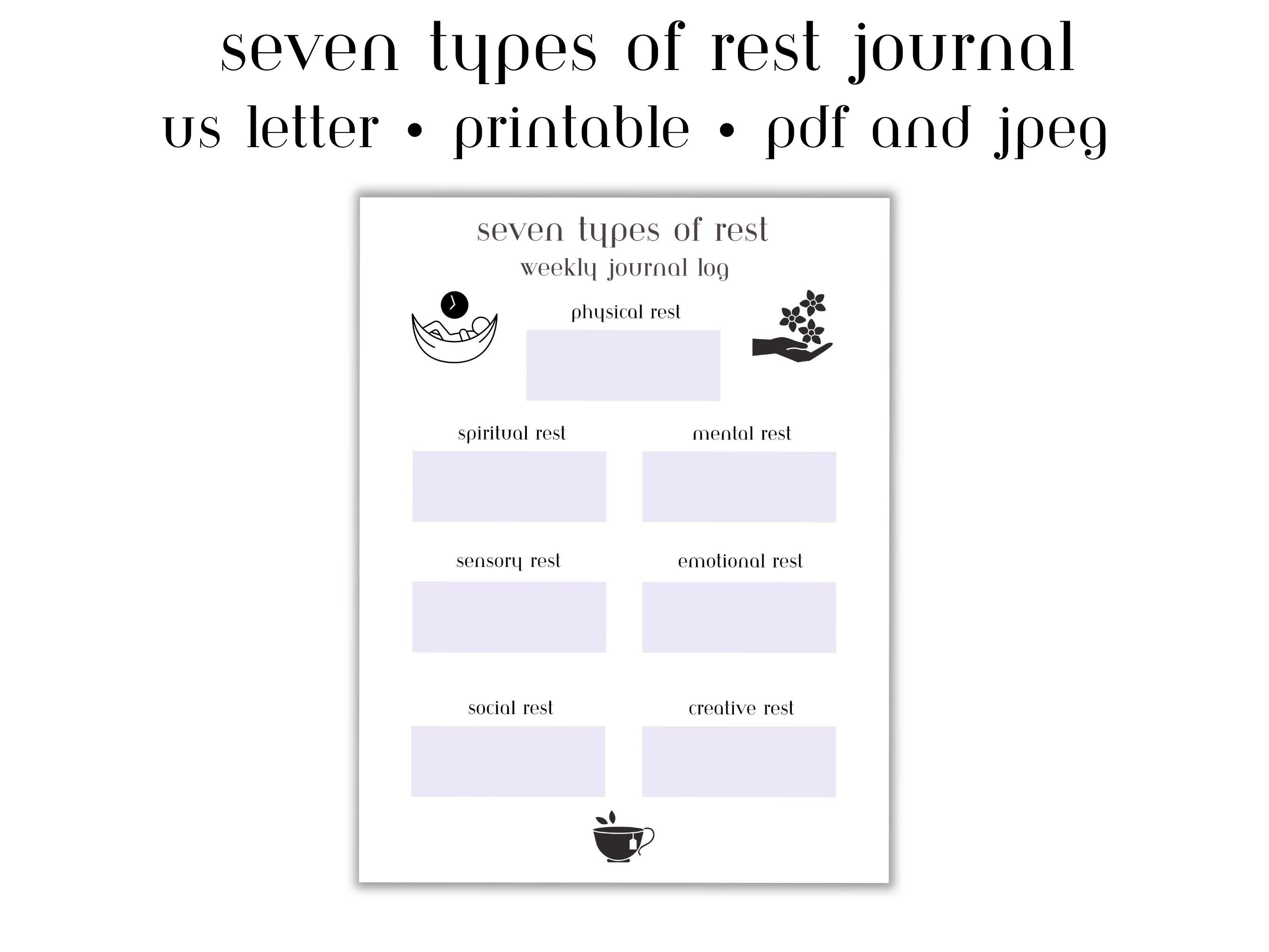 Seven Types of Rest Digital Journal Template | Wellness Journal | iPad ...