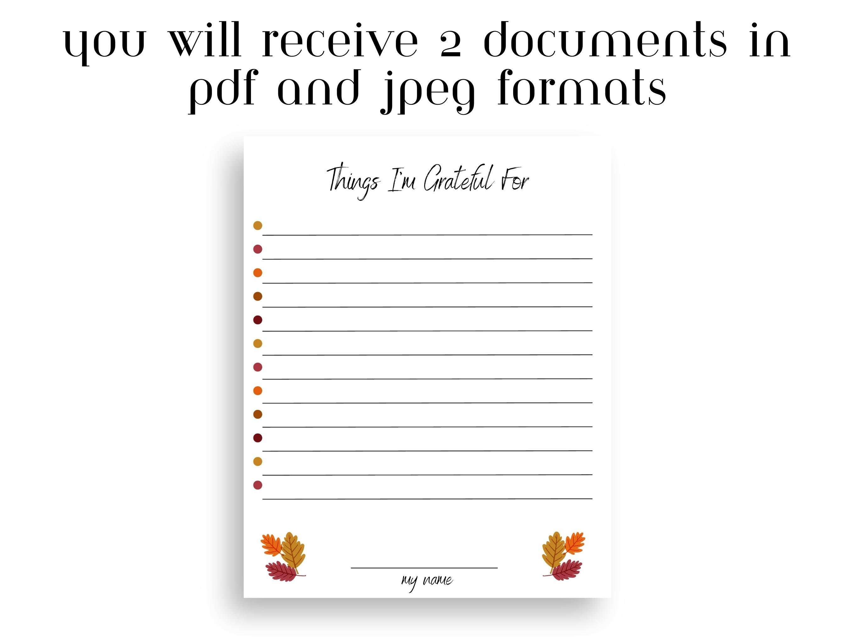 Printable Thanksgiving Gratitude List | Gratitude and Mindfulness ...