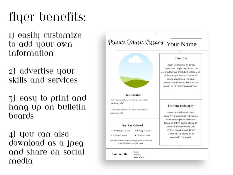 Music Teacher Private Lessons Flyer Template | Advertise Your Private ...