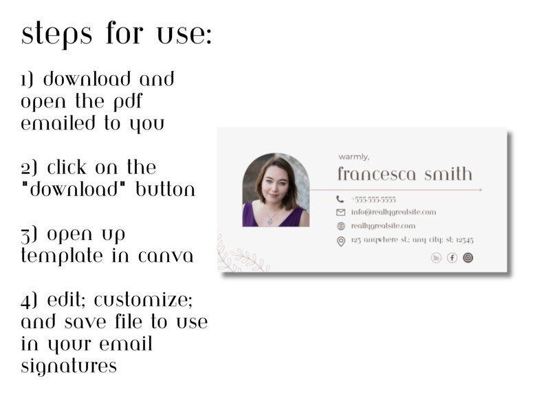 Email Signature Template With Photo and Social Media Icons | Editable ...