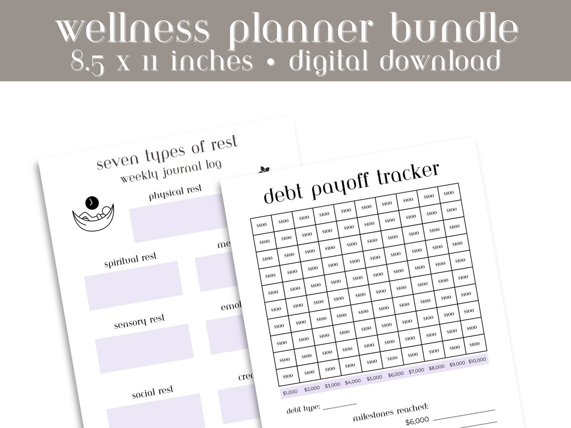Health and Wellness Digital Planner Bundle | Contains Planner Templates ...