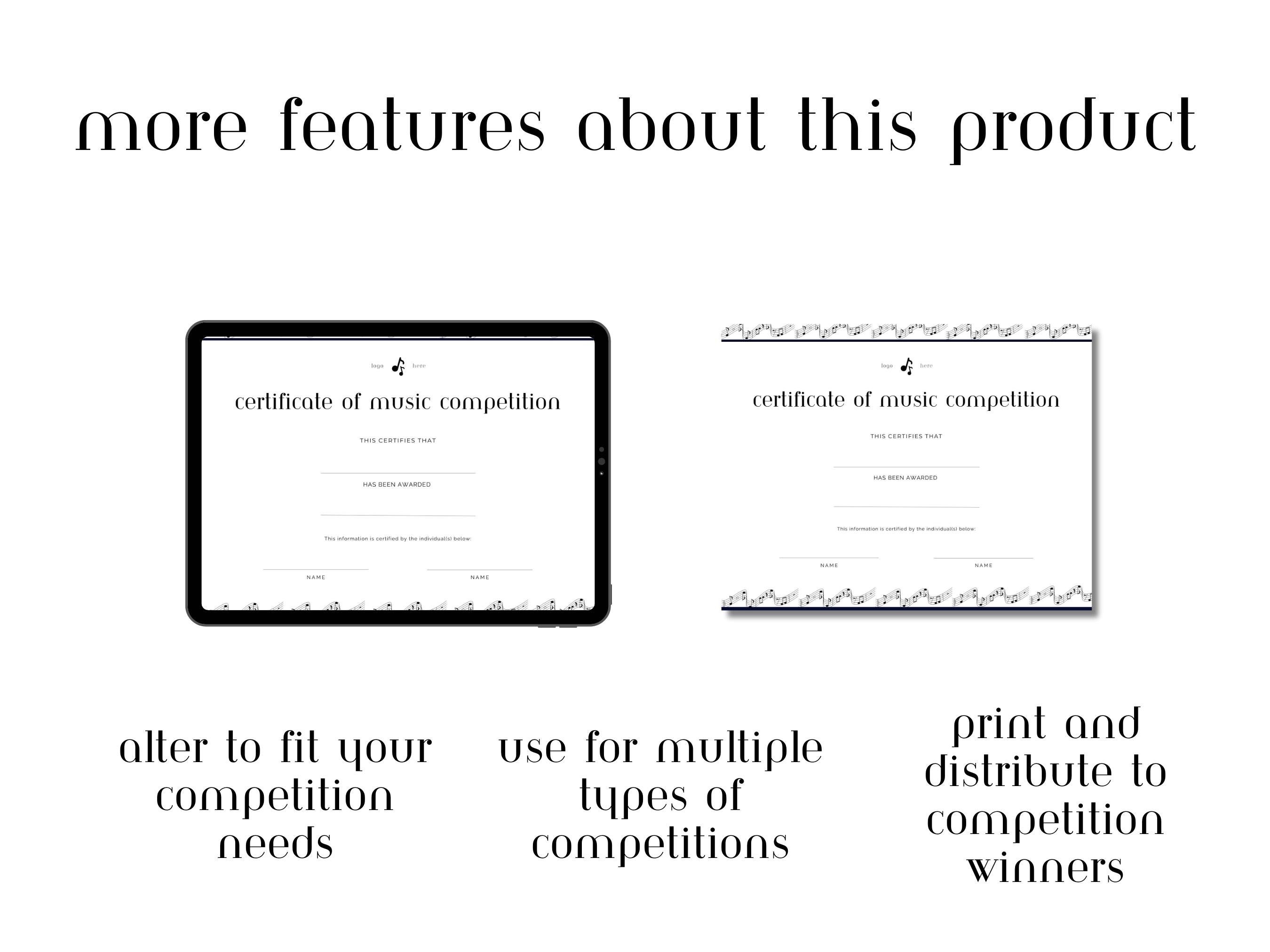 Music Competition Certificate Template | Editable Canva Certificate ...