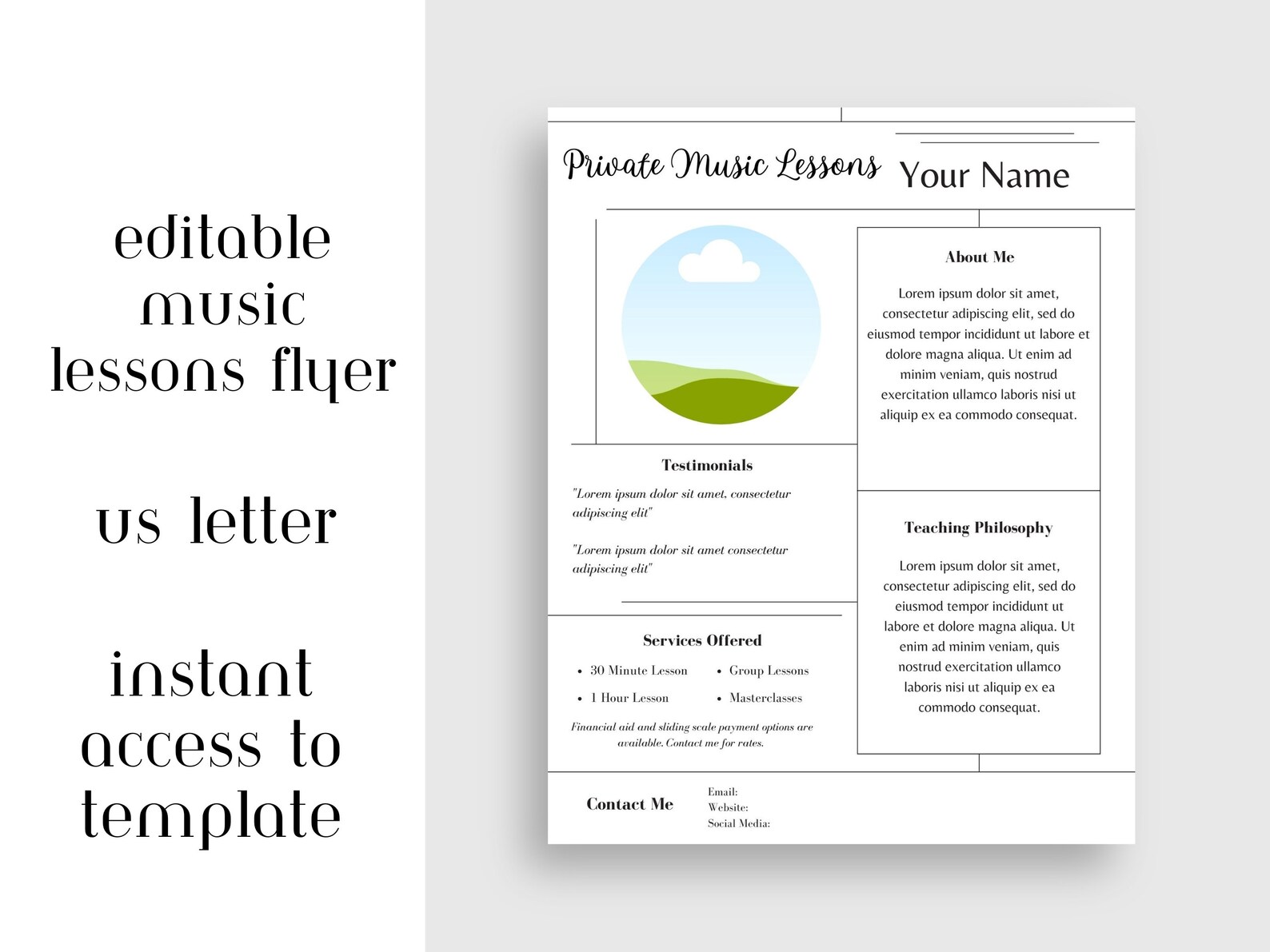 Music Teacher Private Lessons Flyer Template | Advertise Your Private ...