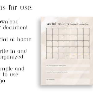 Social Media Content Planner Calendar | Digital/printable Calendar for ...