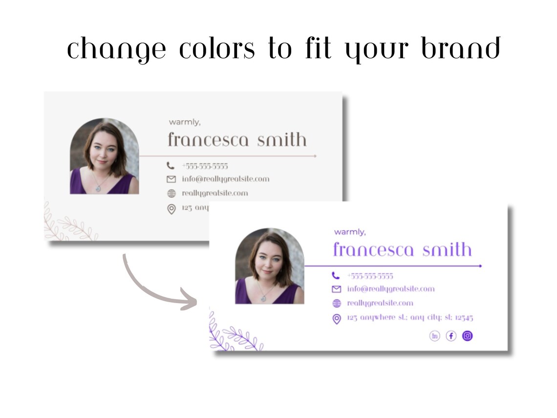 Email Signature Template With Photo and Social Media Icons | Editable ...