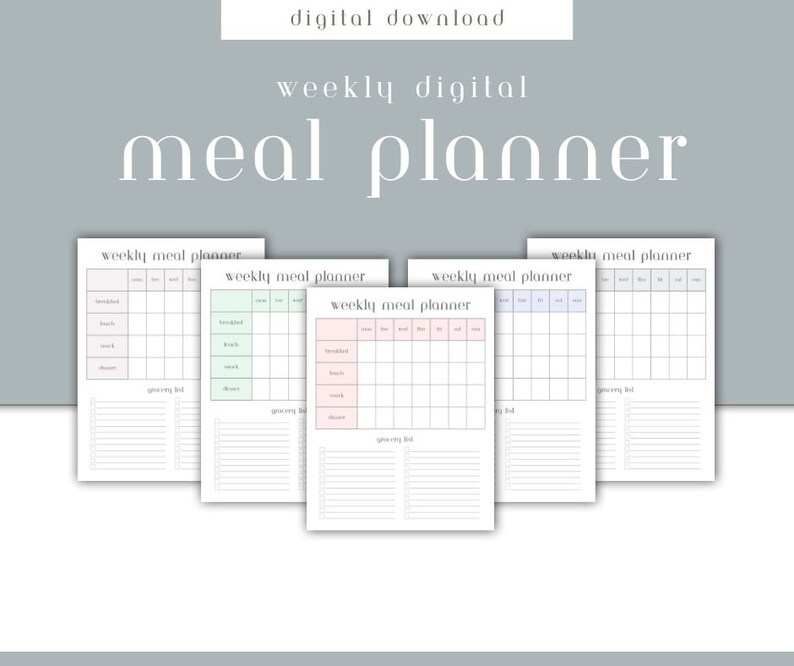 Digital Weekly Meal Planner and Grocery Shopping List | Compatible With ...