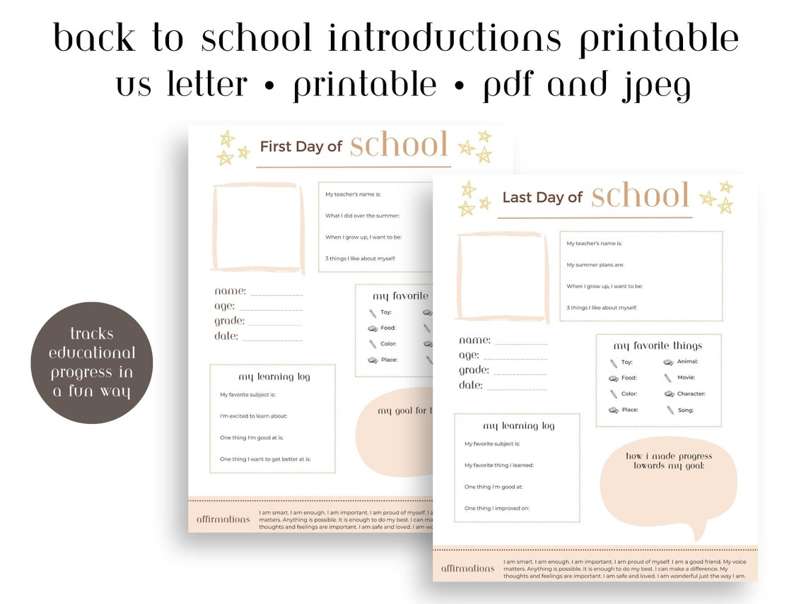 Classroom Introductions Printable Back to School Printable and ...