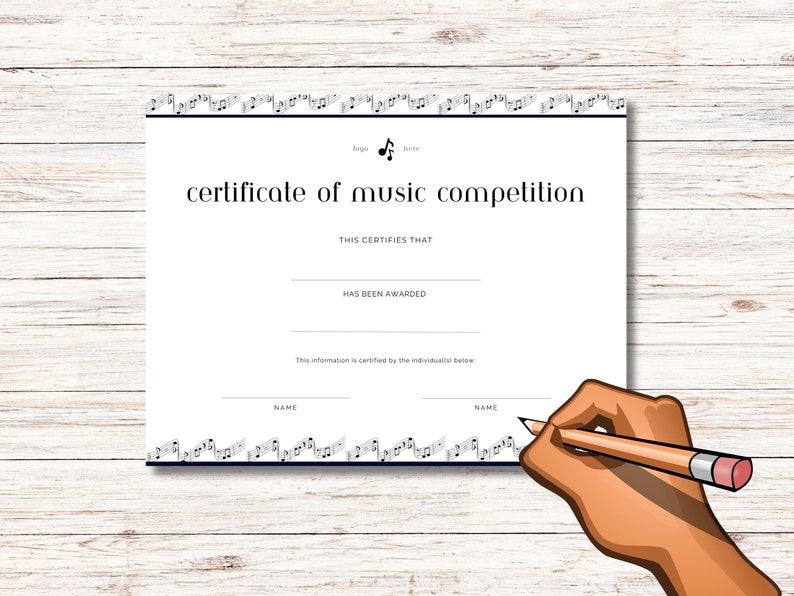 Music Competition Certificate Template | Editable Canva Certificate ...