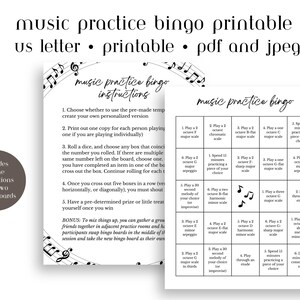Music Practice Bingo | Printable Bingo Game With Instructions and Pre ...