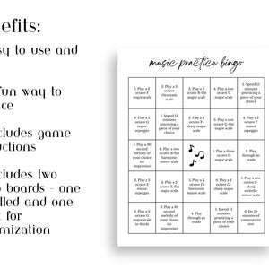 Music Practice Bingo | Printable Bingo Game With Instructions and Pre ...