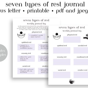 Seven Types of Rest Digital Journal Template | Wellness Journal | iPad ...