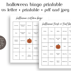 Halloween Bingo Cards | Halloween Trick or Treat and Costume Bingo ...